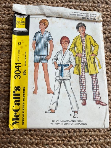 1970's Vintage McCall's Sewing Pattern 3041 Boy's Pajama & Robe FF | eBay
