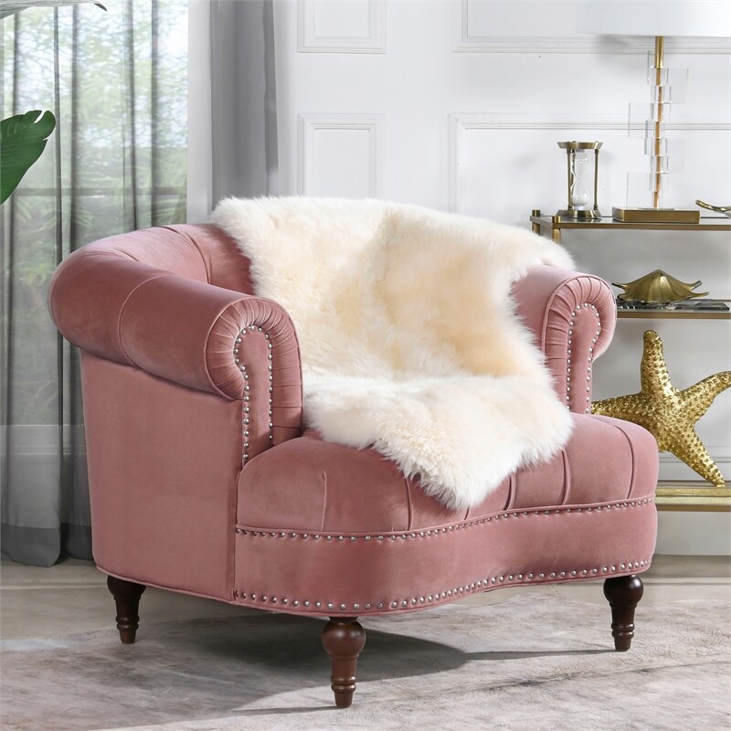 La Rosa Victorian Tufted Accent Chair Ash Rose Velvet Pink | eBay