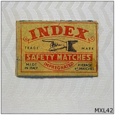 Index Safety Matches Impregnated Made In Italy Matchbox Label (MXL42 ...