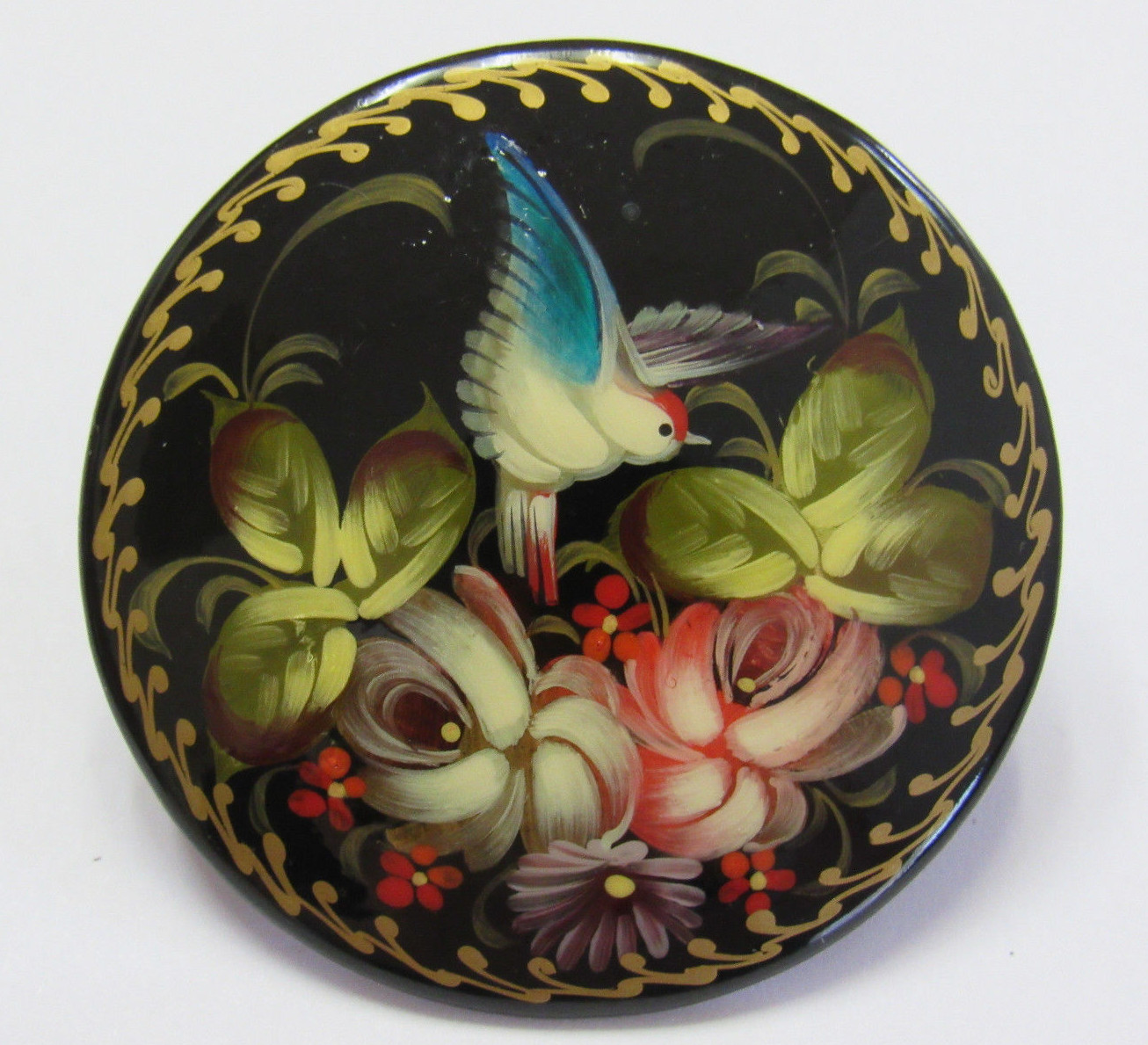 VINTAGE 1994 RUSSIAN HAND PAINTED FLORAL HUMMINGBIRD … - Gem