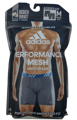 Adidas Performance Mesh Boxer Briefs Men's Aeroready (Gry/Blk) 2-Pack ...