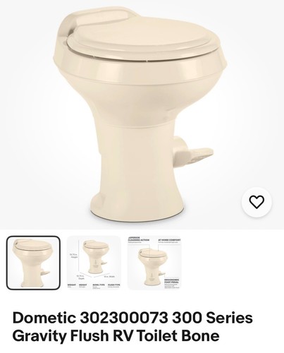 Dometic 300 Series Standard Height RV Toilet, Bone Color 713814201302| eBay