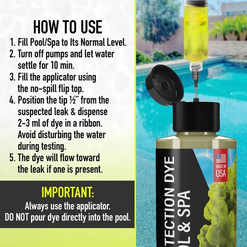 Pool Leak Detection Dye Kit - with 2 Precision Applicators - Superior ...