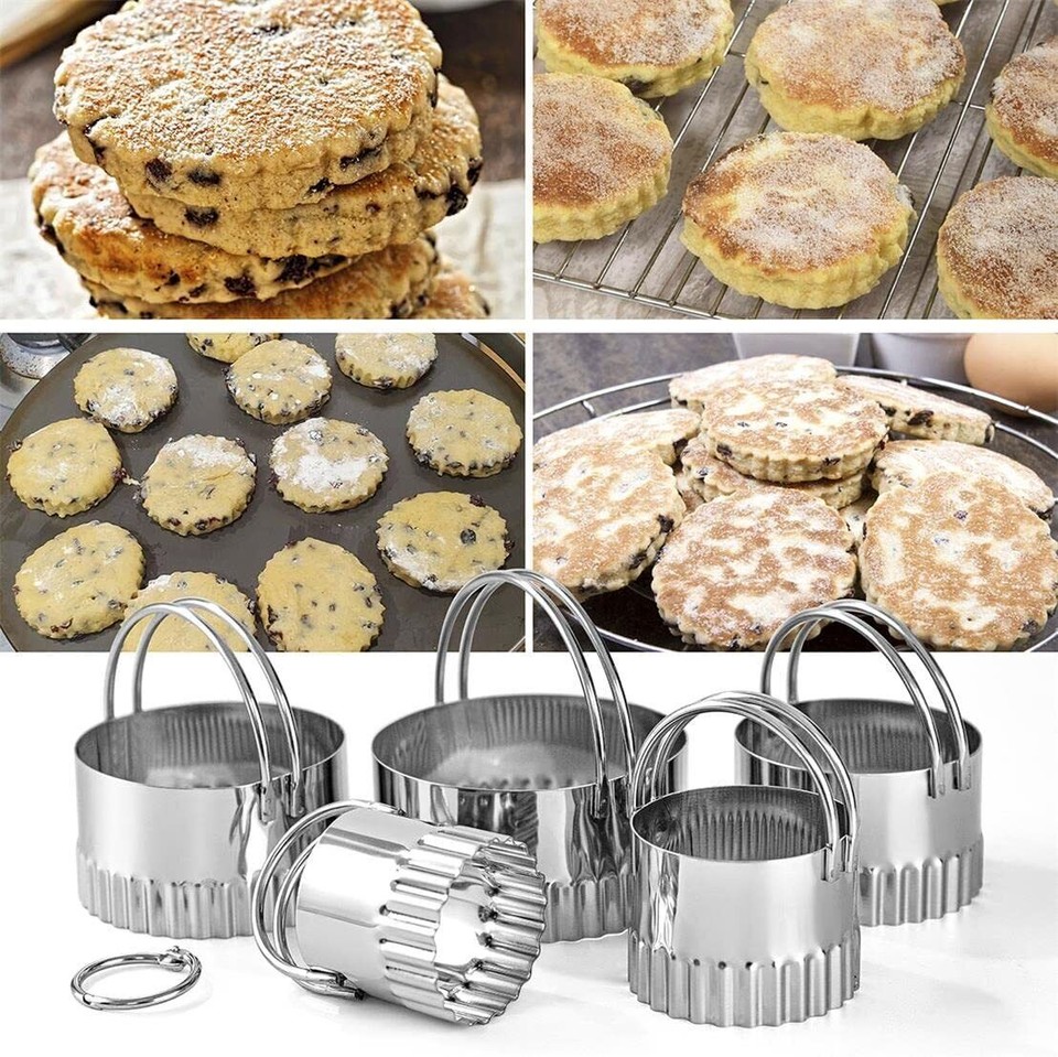 5 Pieces Biscuit Cutter Set Wave Cookie Cutter Set With Handle For ...