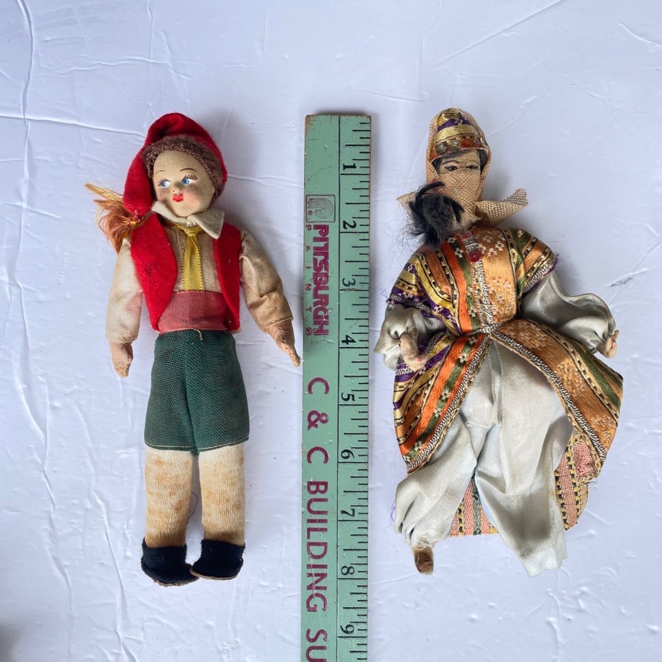 Lot Of 5 Handmade Folk Dolls From Around The World Traditional Costumes ...