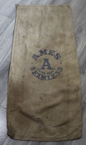 LOT OF 12 AMES SEAMLESS Feed Seed Canvas Heavy Cotton Sack Farm Bag 18 ...