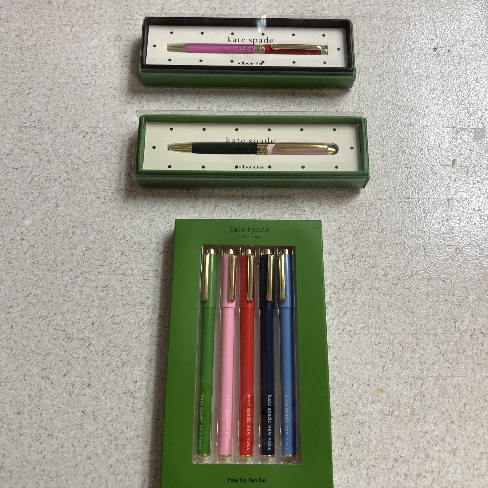 KATE SPADE RED & PINK COLORBLOCK BALLPOINT PEN GIFT Boxed Plus 2 More ...