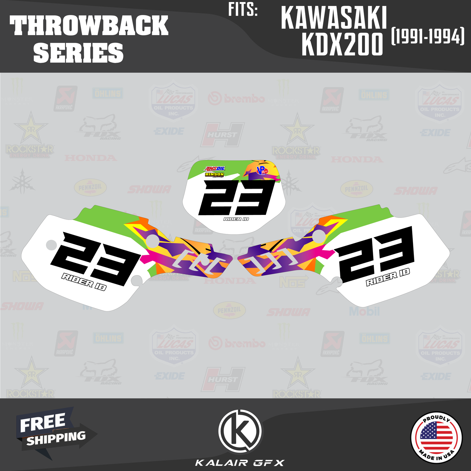 Graphics Kit for KAWASAKI KDX 200 (1991-1994) Throwback - GREEN | eBay