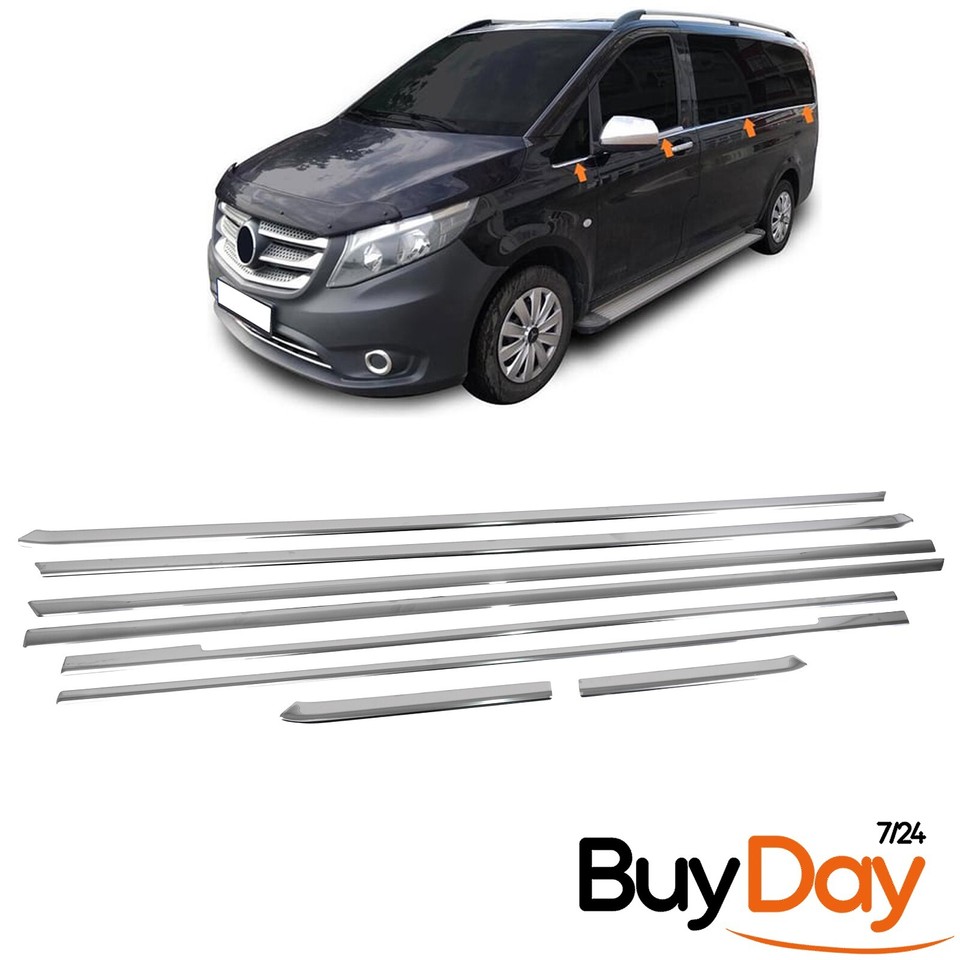 8 Pieces Chrome Windows Frame Trim Strip for Mercedes V-Class Vito W447 ...