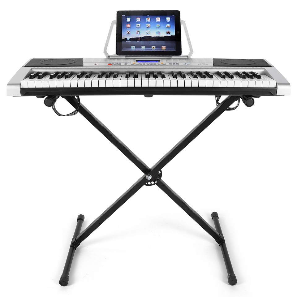 61 Lighted Keys Electric Keyboard Piano with LCD Screen, Microphone ...