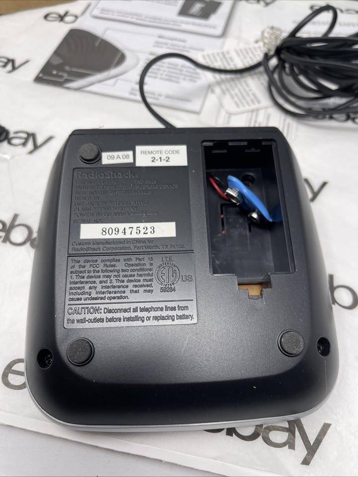 Radio Shack Digital Phone Answering System Model 43-3829 No Power Cord ...