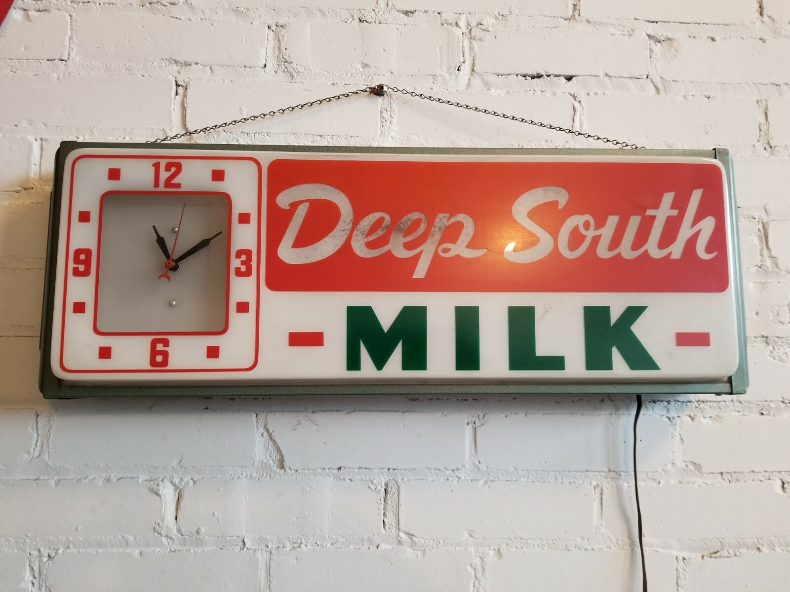 Vintage Deep South Milk Lighted Clock Promotional Advertising Sign ...