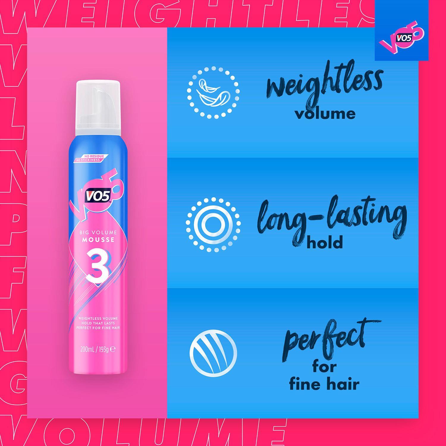 VO5 Big Volume Mousse For Plumped up Volume & Hold 200ml Pack of 4 | eBay