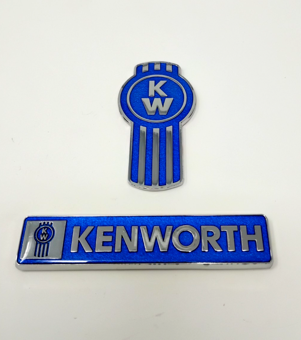 kenworth kw emblem metal truck semi chrome set blue | eBay