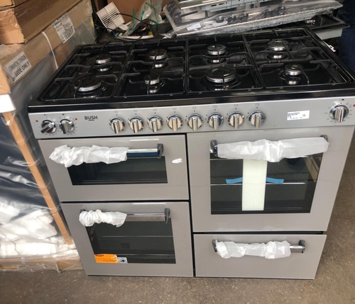 Bush BRC100DHESS 100cm Dual Fuel Range Cooker Silver 6 BURNER LPG ...