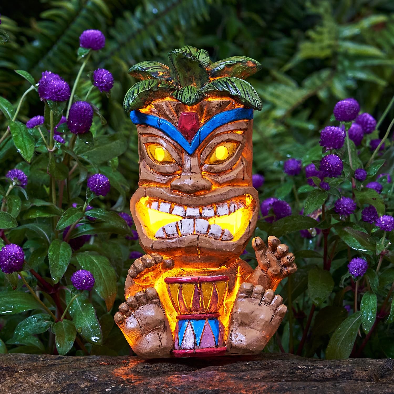 Outdoor Tiki Statue Decoration-Solar Power Light Tiki Garden Statues ...