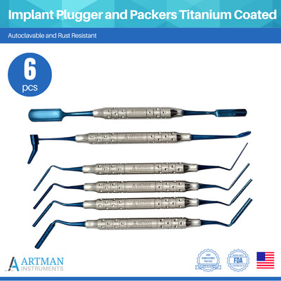 Implant Bone Graft-Carrier Plasma Coated Pluggers and Packer 6 pcs ...