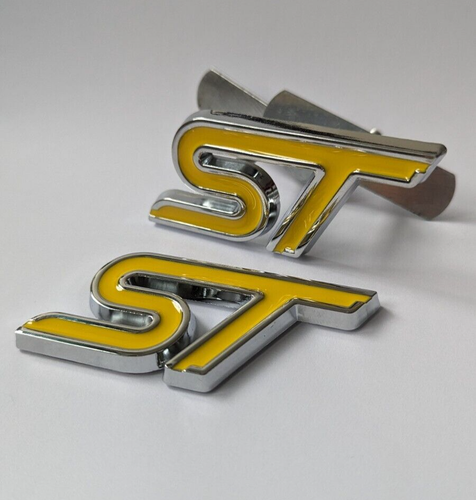 Front Grille & Rear Silver Yellow ST Badge for Ford Fiesta Focus Mondeo ...