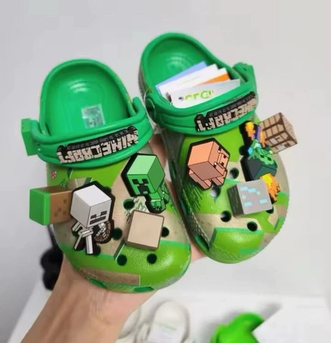 Minecraft Block Creeper Steve Character Kids Boys Green Crocs - New ...