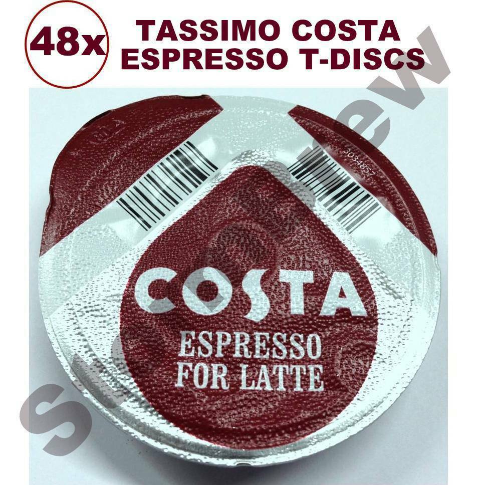 48x TASSIMO COSTA ESPRESSO COFFEE T-DISCS (LOOSE) EXPRESSO PODS LATTE ...