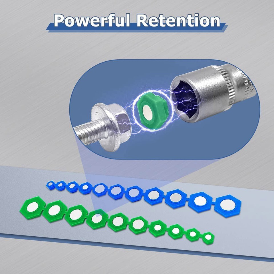 21pcs SAE and Metric Magnetic Socket Inserts Holds Nut & Bolt Tool Set ...