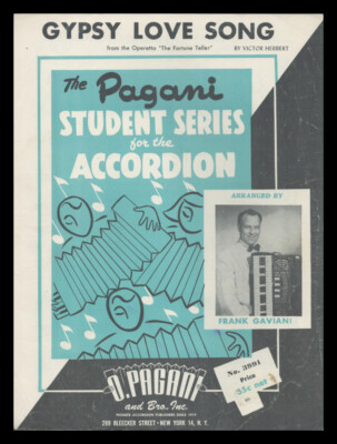 GYPSY LOVE SONG Herbert 1955 FRANK GAVIANI Accordion Solo Vintage Sheet ...