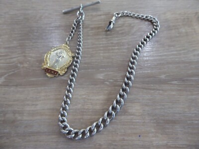 GOOD ANTIQUE SOLID STERLING SILVER ALBERT POCKET WATCH CHAIN & FOB | eBay