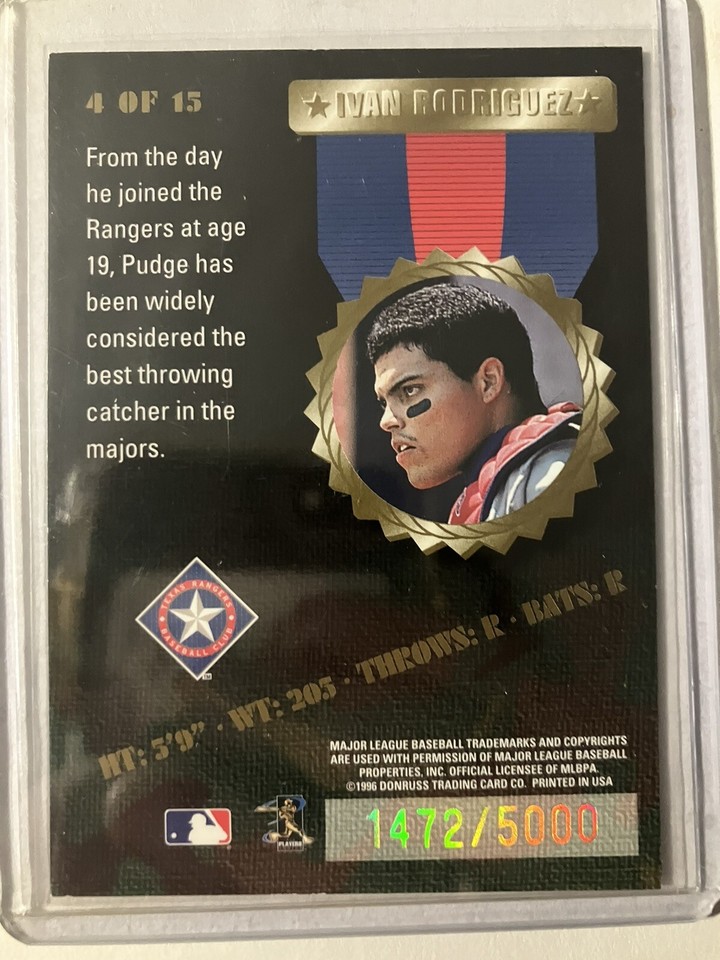 1997 Donruss Armed and Dangerous /5000 Ivan Rodriguez #4 HOF | eBay