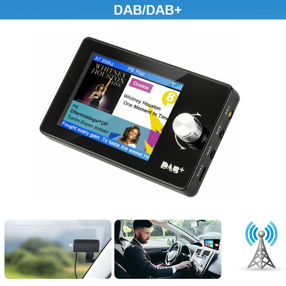 2.8" USB DAB+ Digital Radio Adapter Car FM Transmitter LCD AUX Receiver ...
