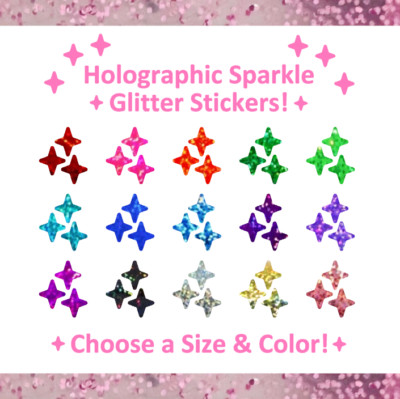 Holographic Sparkle Glitter Stickers! - 1/4" to 4 inch Custom Size | eBay