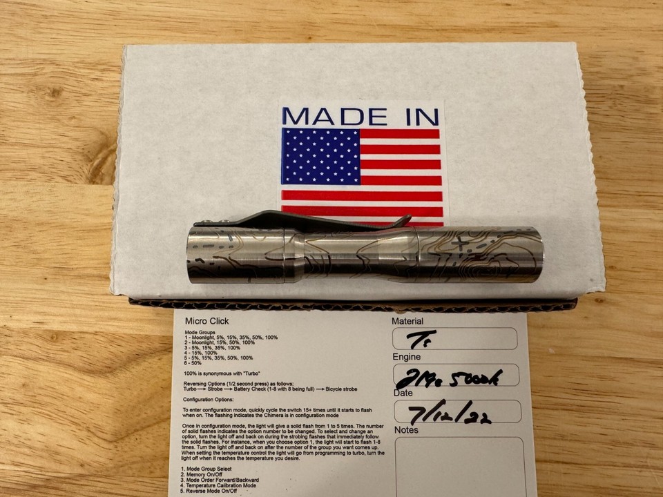 Charles Wiggins CWF Micro Click Flashlight (Machined Topo, Titanium ...