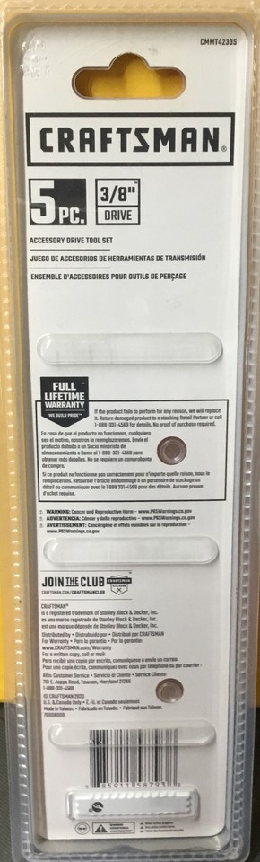 Craftsman 5 pc. Accessory Drive Extension Tool Set, 3/8" Drive ...