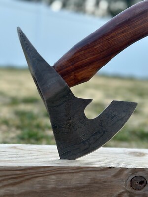 DAMASCUS STEEL TOMAHAWK HATCHE AXE INTEGRAL + Sheath Ideal Outdoor ...