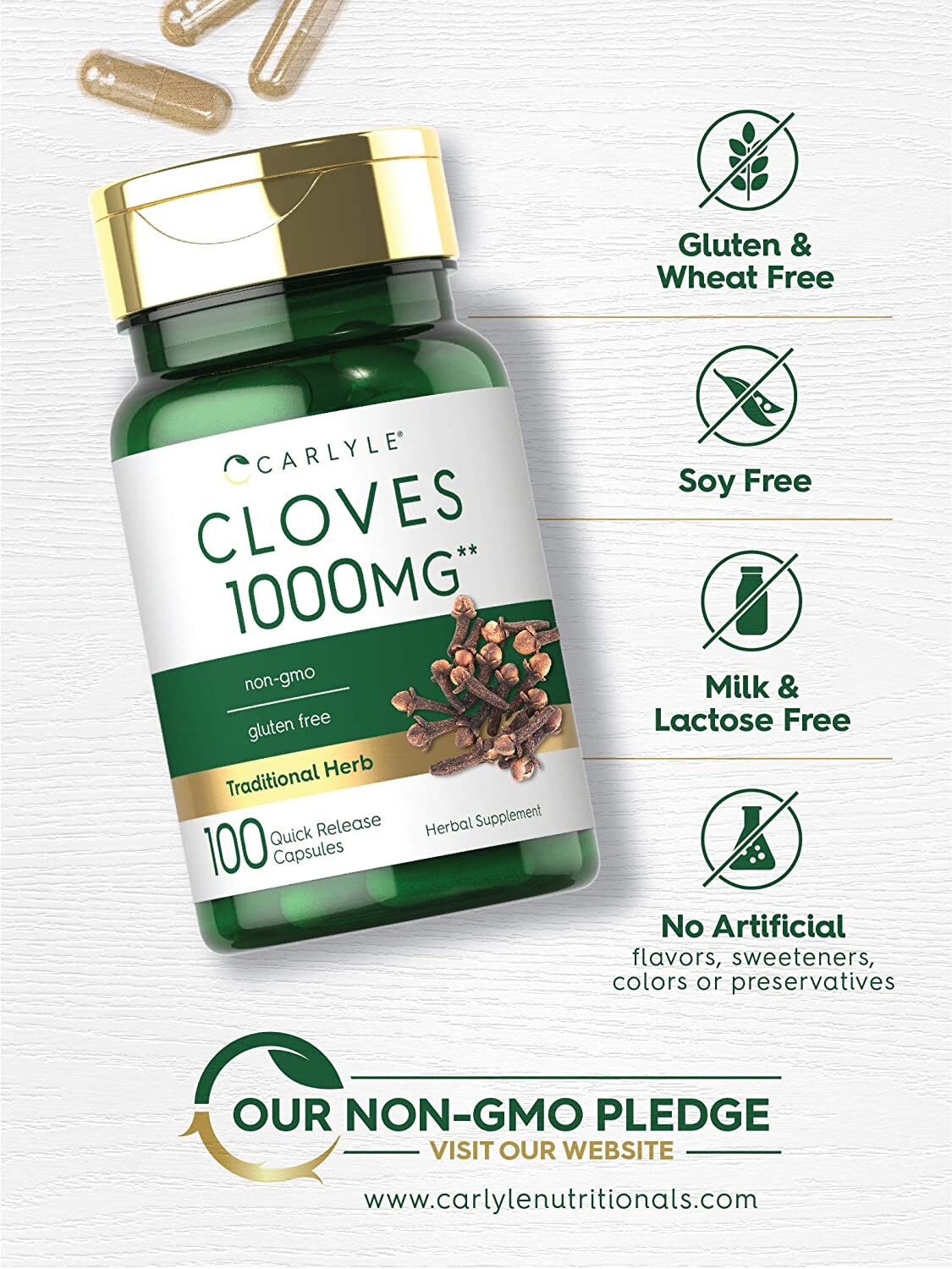 Cloves Supplement | 1000mg | 100 Capsules | Non-GMO, Gluten Free | by ...