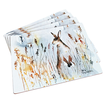 Set of 4 Floral Hare Placemats 29cm Rabbit Dining Table Plate Setting ...
