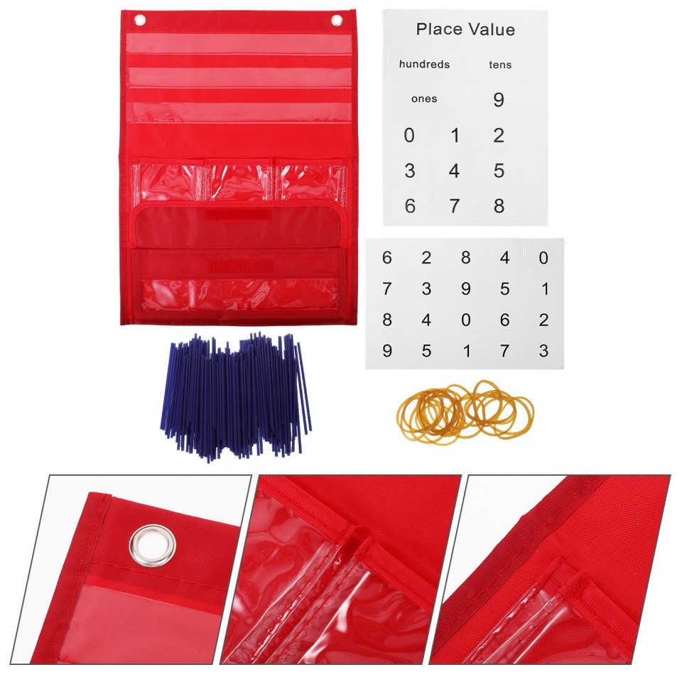 1 Set Pocket Chart Classroom Portable Counting Pocket Chart Numbered ...