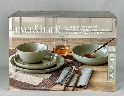 Over & Back Options 16-Piece Dinnerware Set, Stoneware in Sage Green | eBay