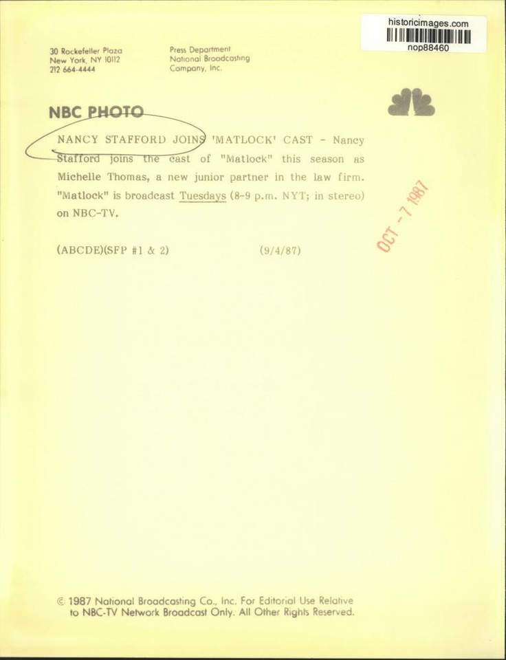 1987 Press Photo Nancy Stafford joins the cast of "Matlock" as Michelle ...