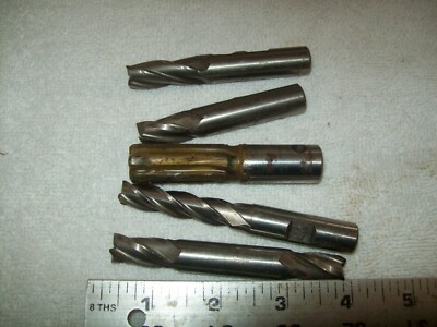 Assortment of 5 End Mills & reamer from Machinests Tools Priced AS IS ...