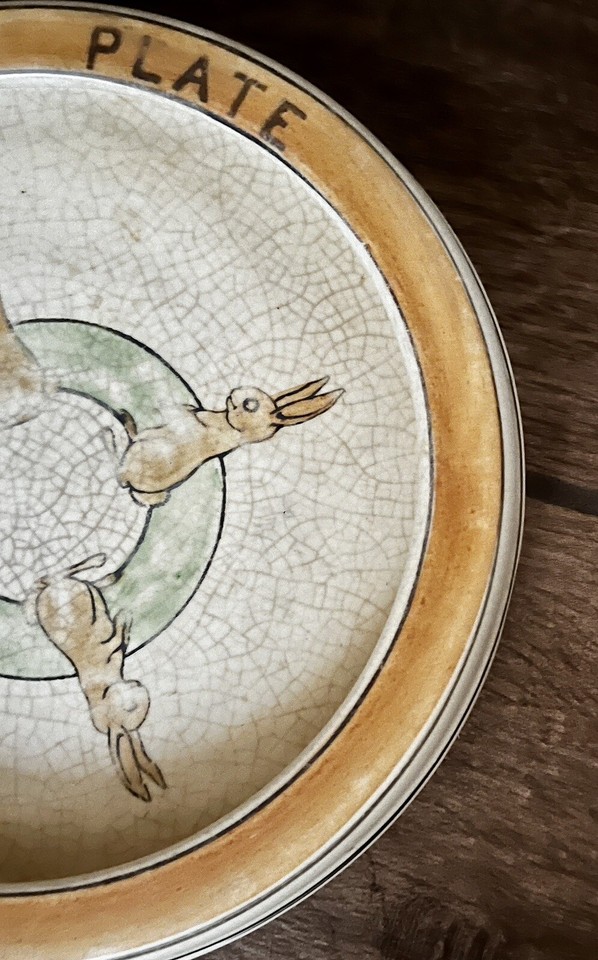 Roseville Pottery Juvenile Creamware Brown Bunny Rolled Edge Baby’s ...