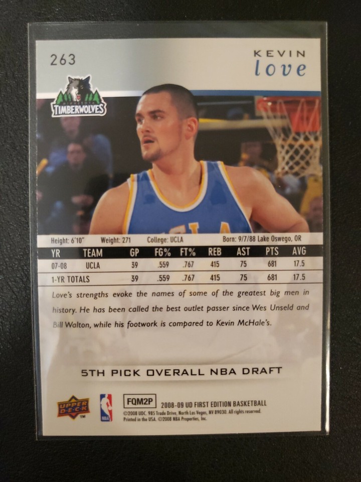 2008-09 Upper Deck First Edition - Rookie #263 Kevin Love Minnesota ...