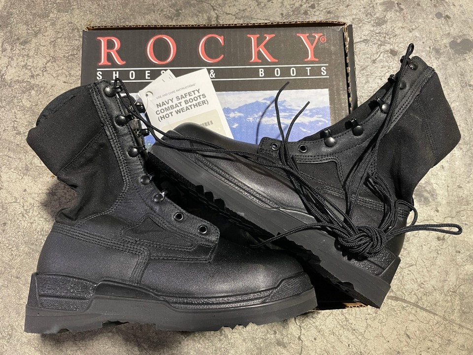 USGI MILITARY NAVY Rocky Mens Safety Steel Toe Hot Weather Boots Black ...