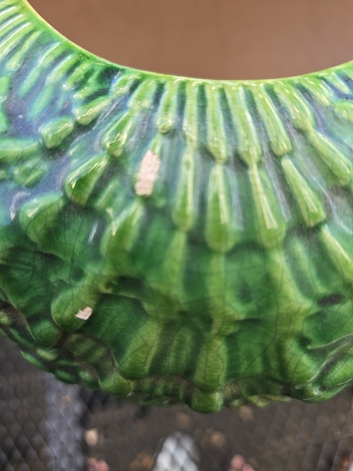 Crazing Vintage Majolica Barbotine Pottery Overglazed Jardiniere MCM ...