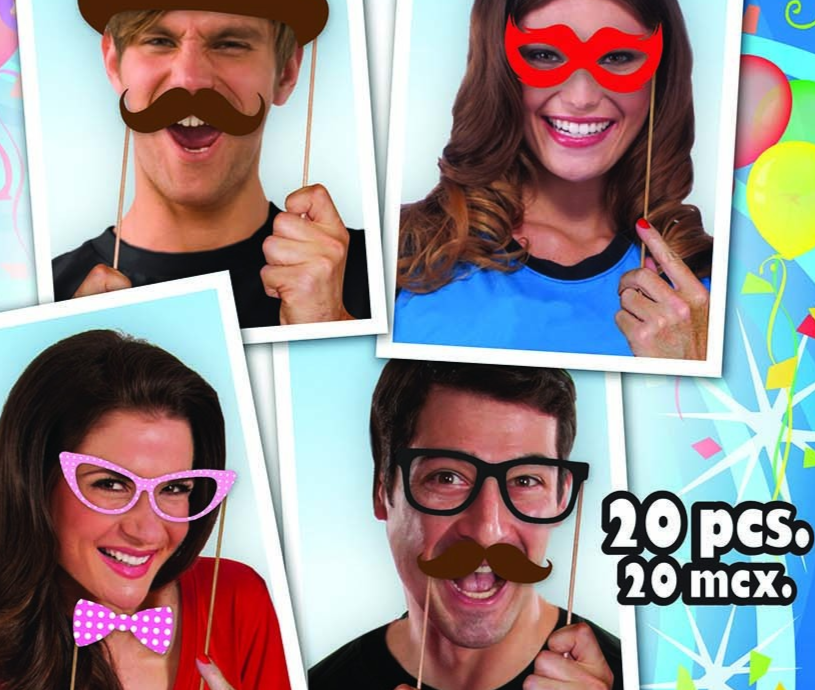 20 Piece Photo Booth Accessories Set novelty party selfie props ...