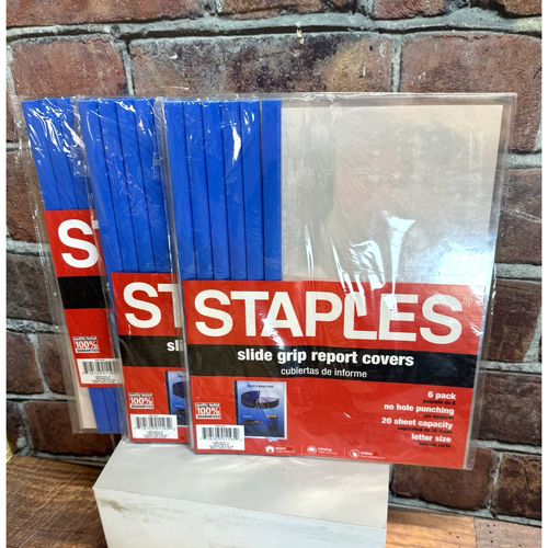 Lot of 18 Staples Report Covers Blue Slide Grip Clear for A4 Letter ...