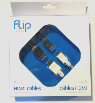 NEW Flip Video 2 Pack HDMI Cables Audio Video 1080p HDTV 6.5ft 2m ...