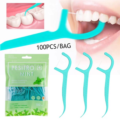 Dental Floss Mint Disposable Floss / Picks 100-Each Mint Flavored | eBay
