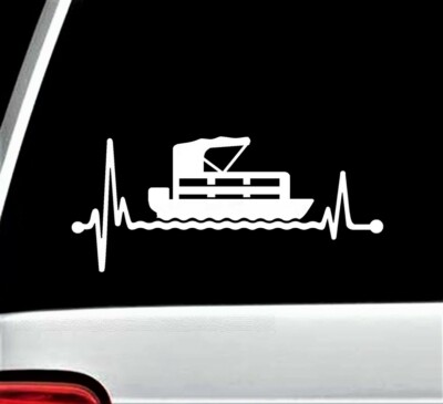 Pontoon Heartbeat Lifeline Decal Sticker Lake Boating Accessories Party ...