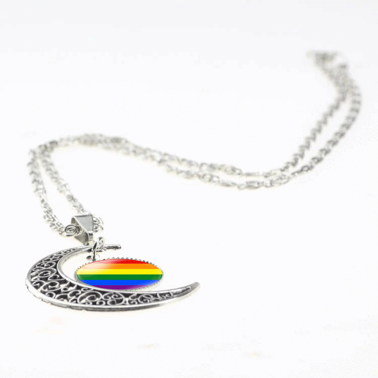 Gay Lesbian Pride LGBT Crescent Moon Charm Pendant Necklace Asexual ...