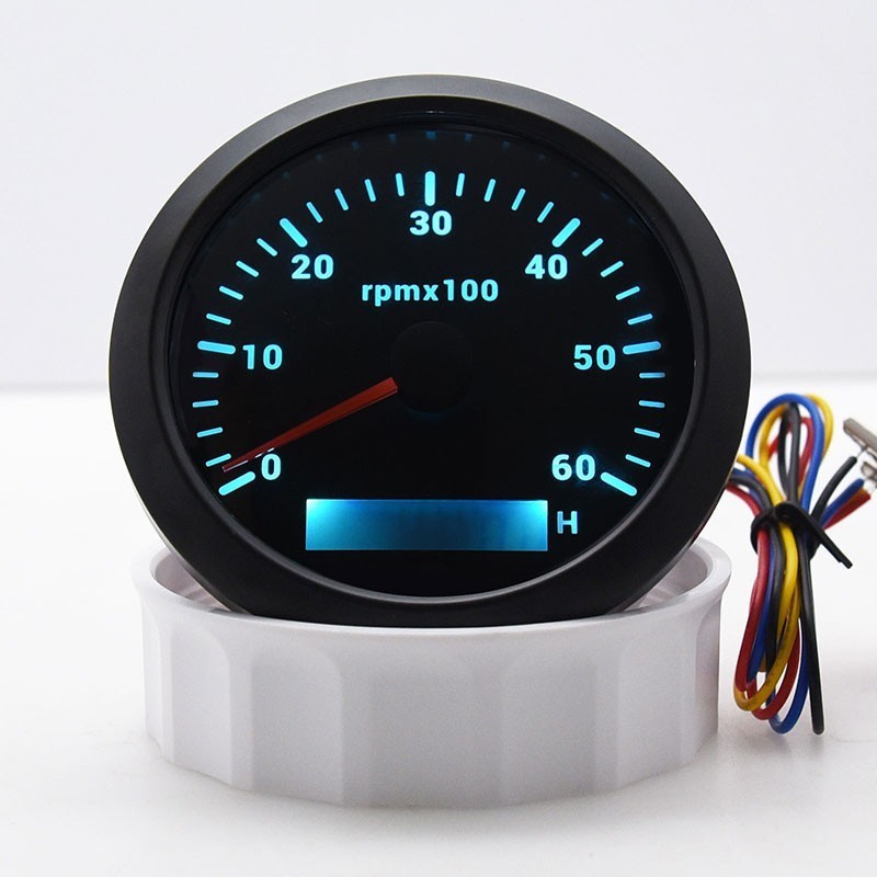 85mm Black 7 Colors LED Tachometer Gauge 0-6000RPM for Car Boat Truck ...